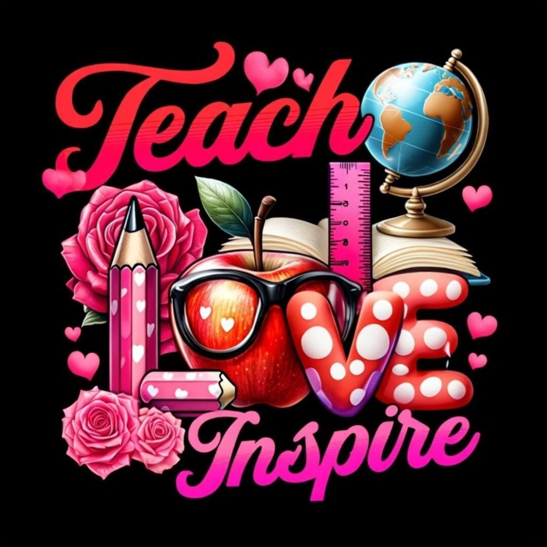 Teach Love Inspire Png Svg Sublimation Design Download,valentine's Day ...
