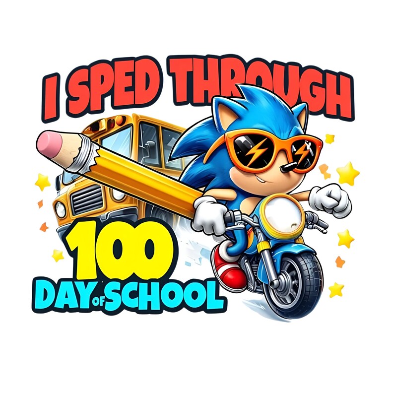 100 Days of School Design Cartoon 9 Png Bundle,cross 100 Days Sonic ...