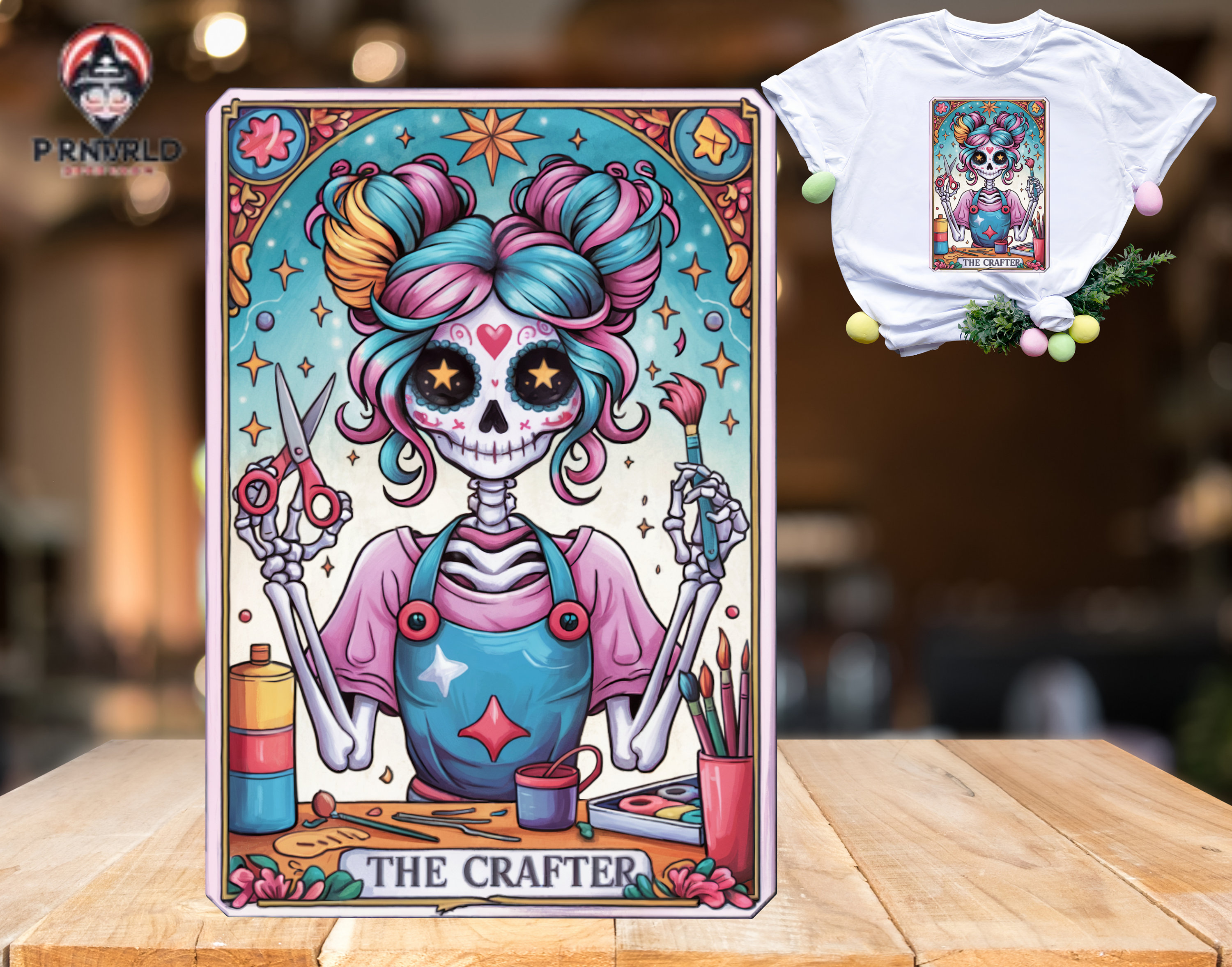 The Crafter Tarot Card PNG Svg,crafting Girl Skeleton Sublimation Design,trendy Skull Crafty ...