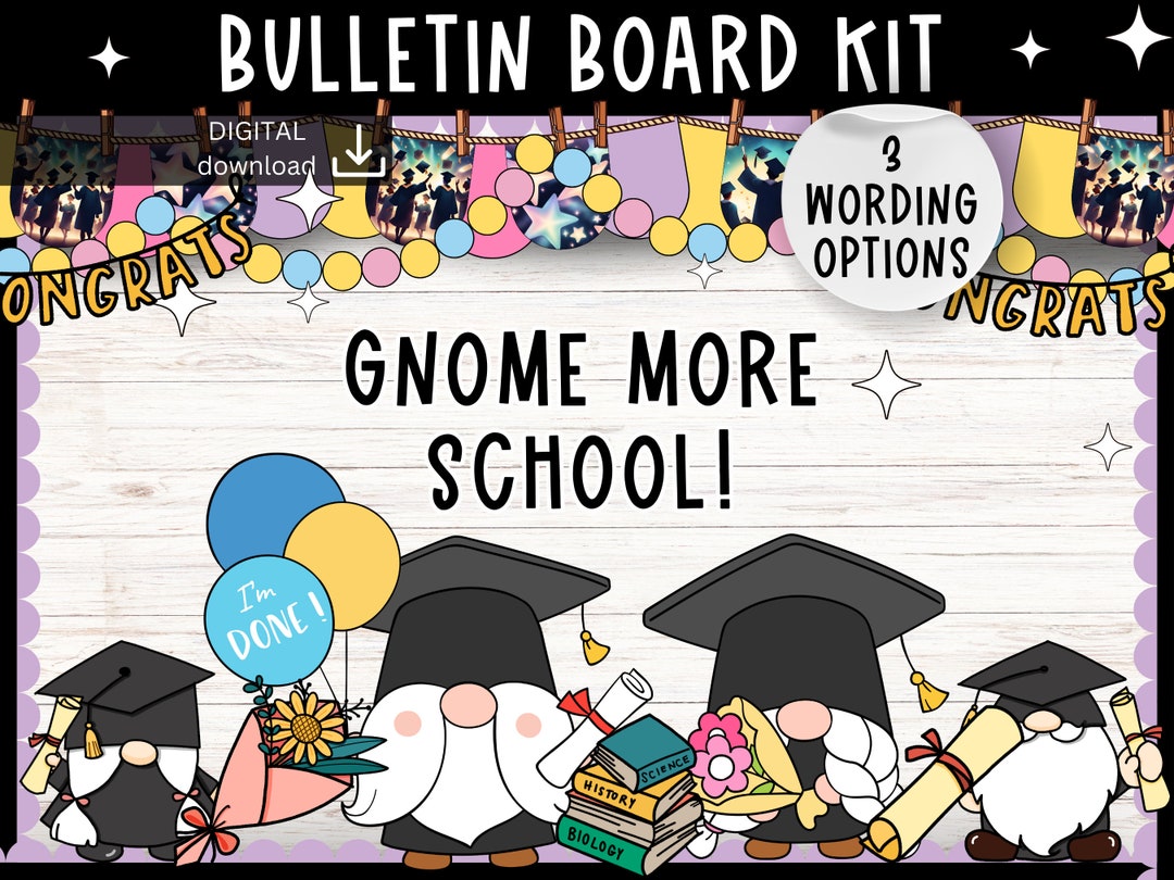 Graduation Gnome Bulletin Board | Class of 2024 Bulletin Board | End of ...