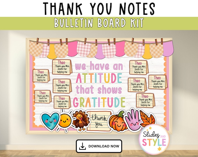 Gratitude Feast Bulletin Board Kit Thanksgiving Door Decor Editable ...