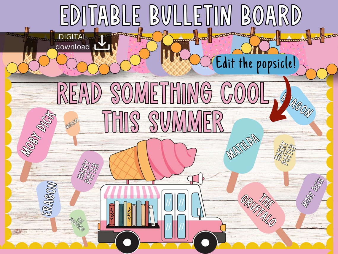 Library Bulletin Board | Summer Reading Bulletin Board | Ice Cream ...