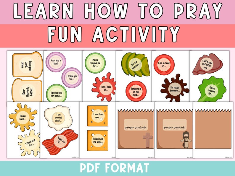 Prayer Sandwich Bulletin Board Kit: Christian Kids Prayer Prompts ...