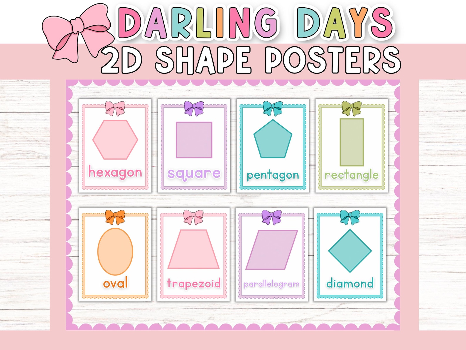 Coquette 2D Shapes Poster Set: Pastel Classroom Math Decor (PDF ...