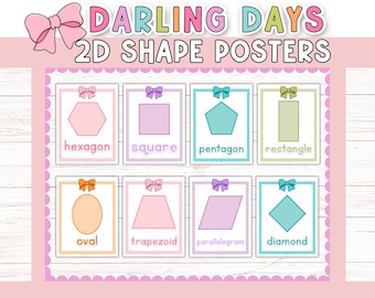 Coquette 2D Shapes Poster Set: Pastel Classroom Math Decor (PDF ...