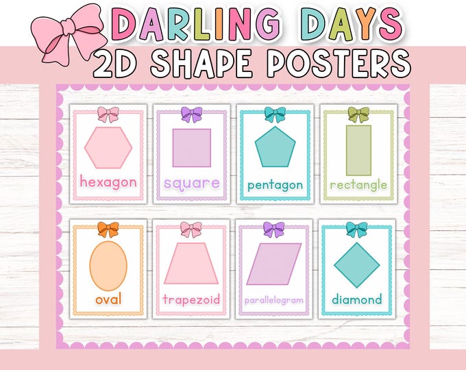 Coquette 2D Shapes Poster Set: Pastel Classroom Math Decor (PDF ...
