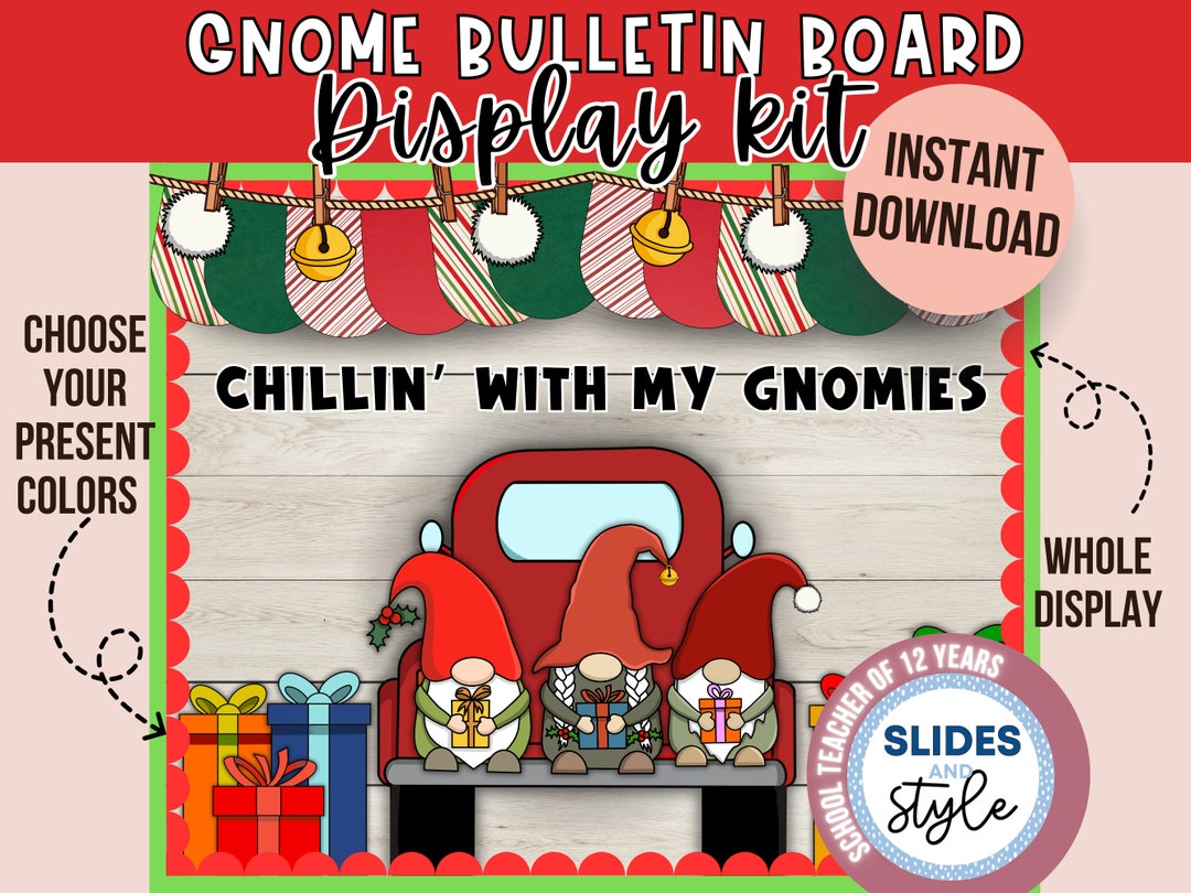 Gnome Bulletin Board | Christmas Bulletin Board Decor | Red Truck ...