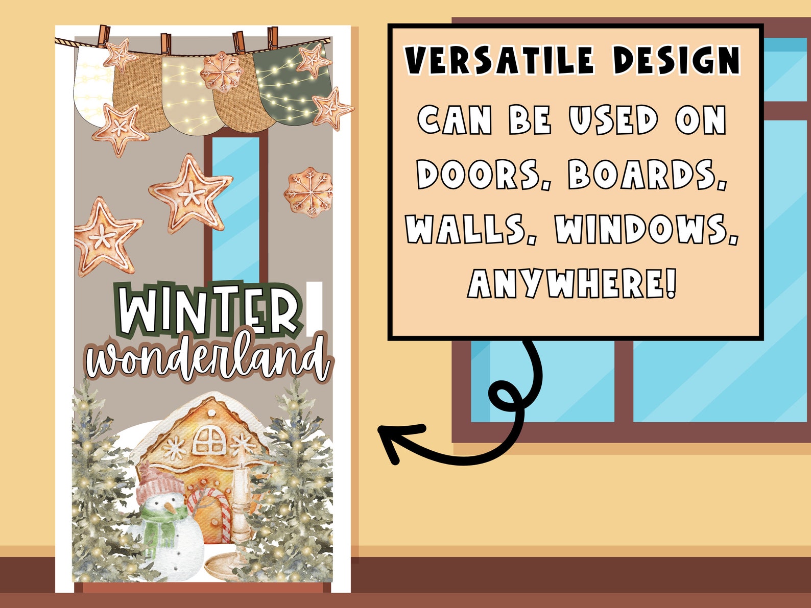 Modern Christmas Classroom Decor Printable Boho Bulletin Board Decor ...