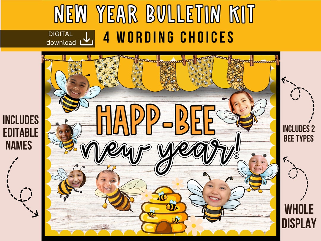 New Year Bulletin Board | Bee Bulletin Board | Children's Faces ...