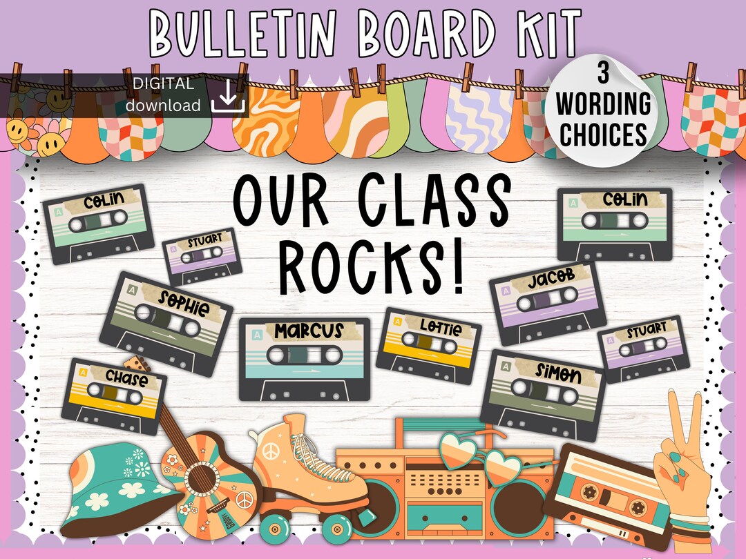Welcome Back Bulletin Board | Music Retro Bulletin Board | New Year ...