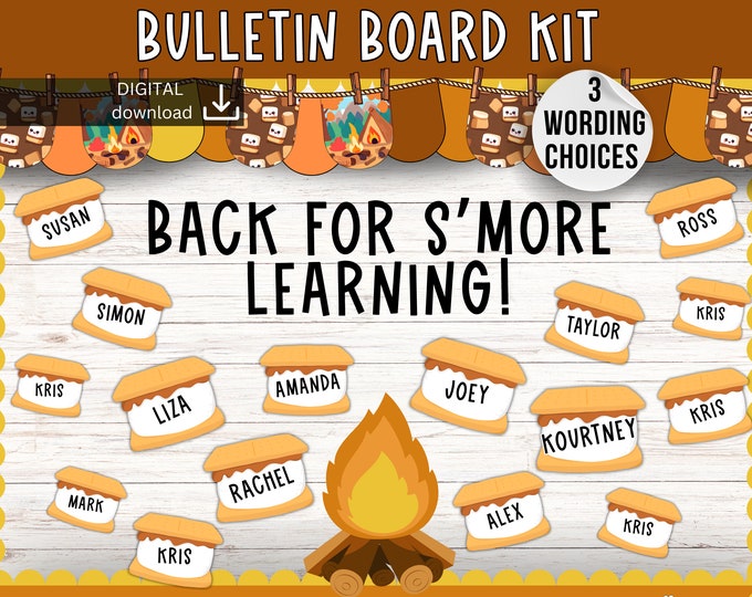 Back to School Bulletin Board | Printable S'mores New Bulletin Board ...