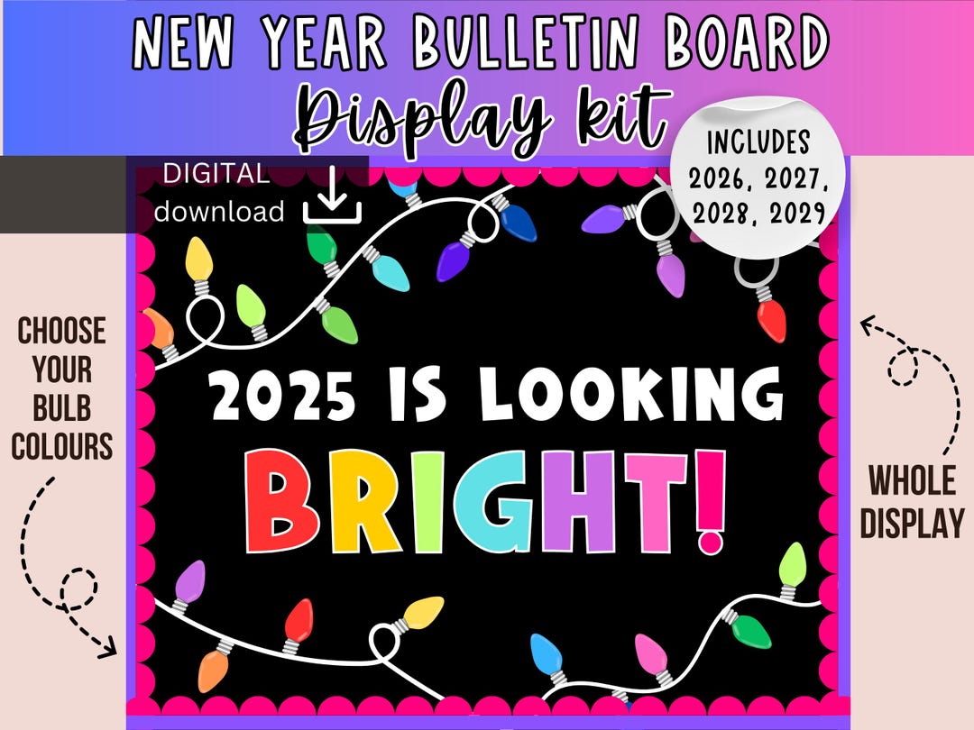 New Year Bulletin Board | January Bulletin Board Decor | 2025 Bulletin ...