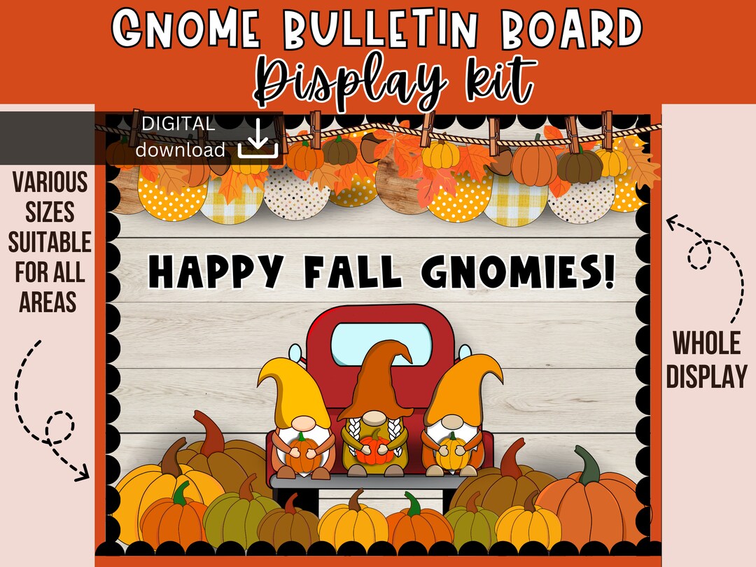 Thanksgiving Bulletin Board Kit | Gnome Decor for Thanksgiving ...