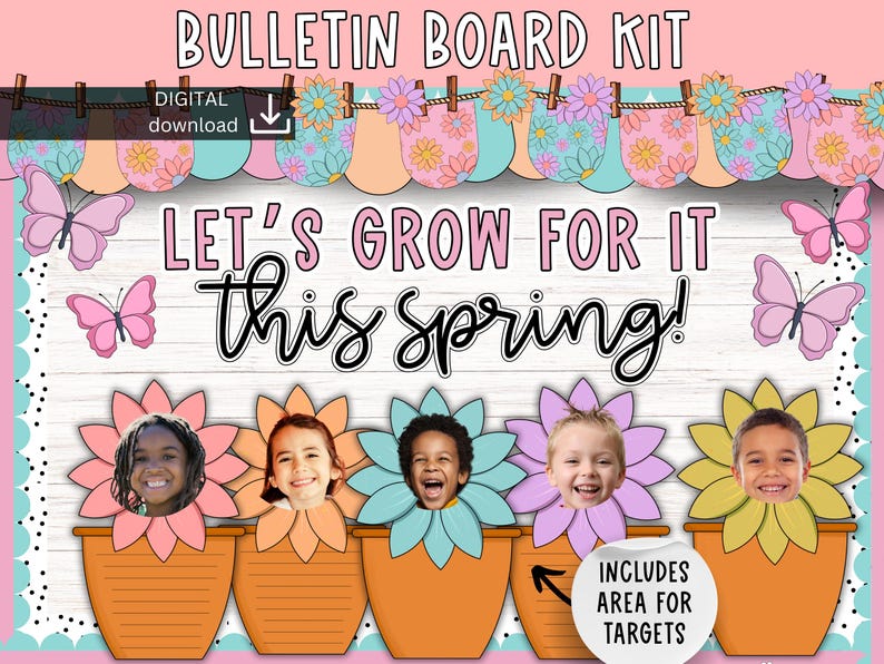 Spring Flowers Bulletin Board Kit: Classroom Decor (digital Download ...