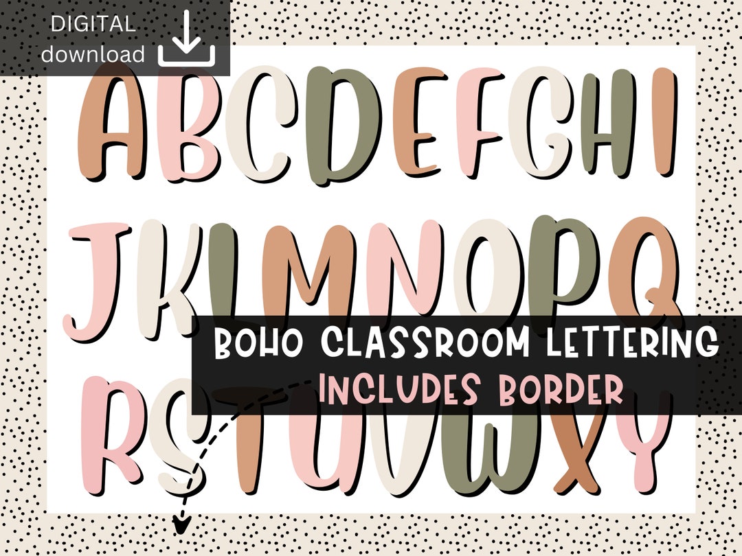 Alphabet Bulletin Board Kit | Boho Bulletin Lettering Decor | Boho ...
