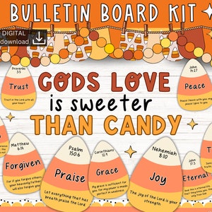 Candy Corn Bulletin Board | Trinity Tag Christian Halloween | Trunk or ...