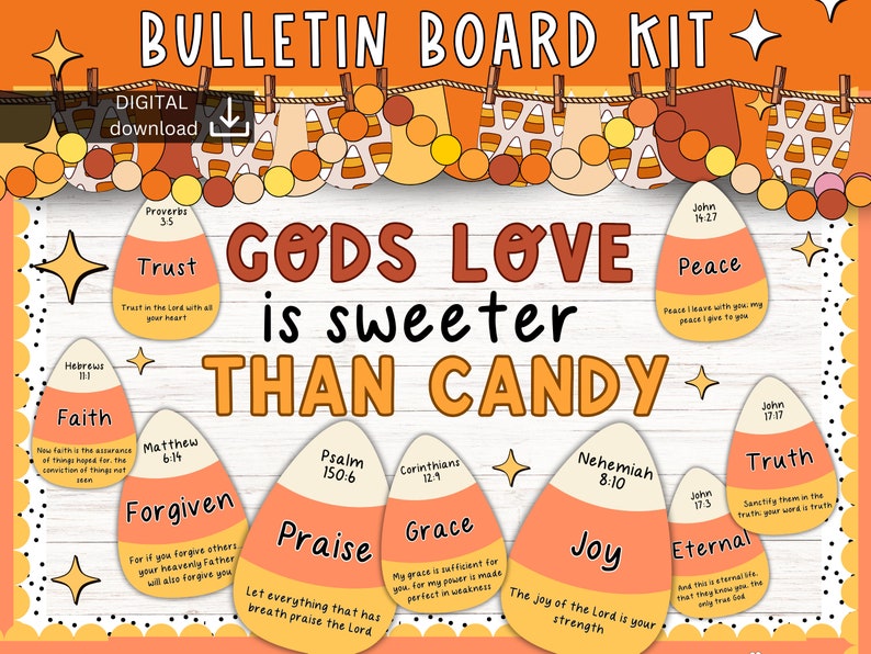 Candy Corn Bulletin Board | Trinity Tag Christian Halloween | Trunk or ...