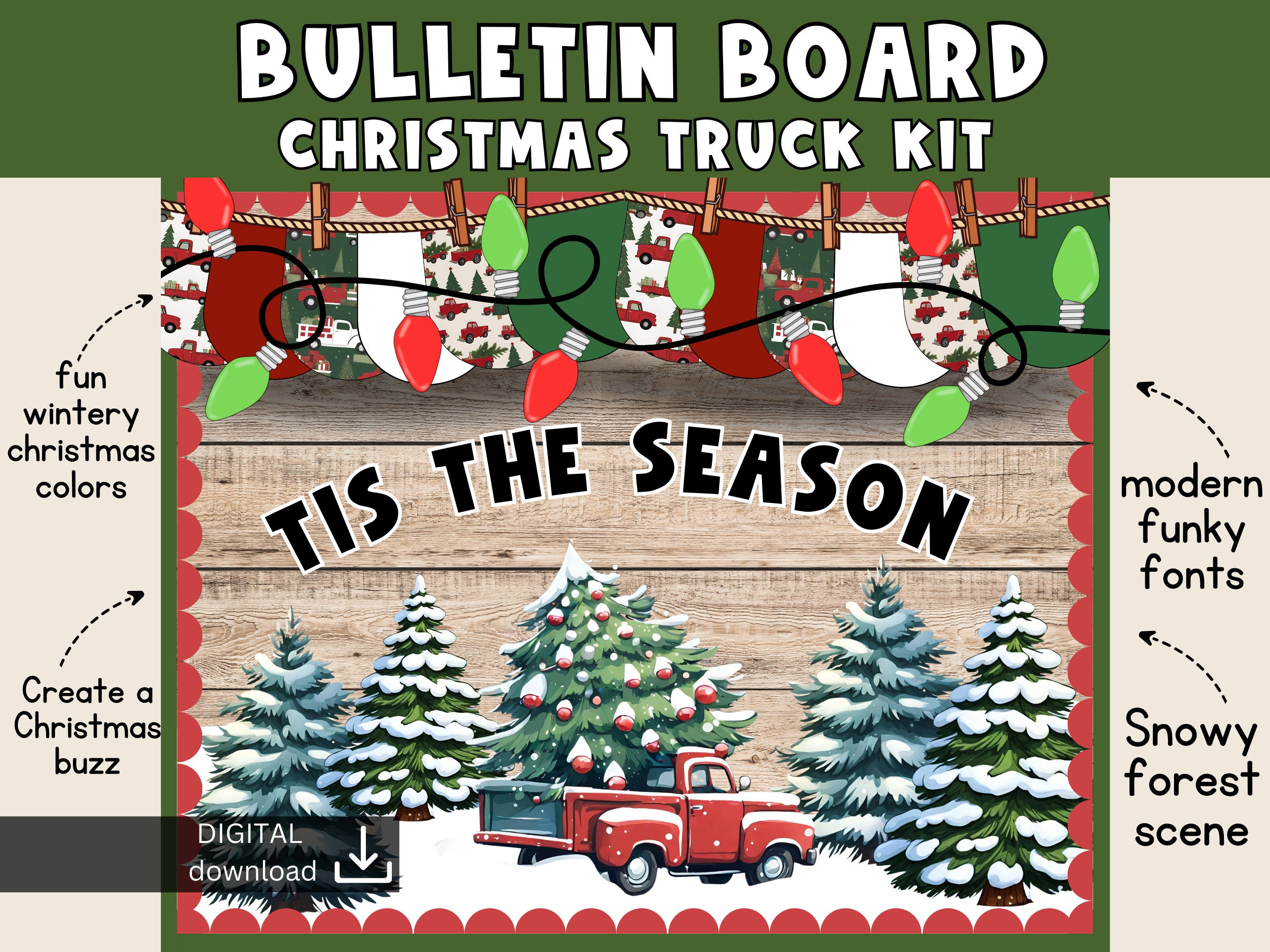 Christmas Tree Truck Bulletin Board Christmas Bulletin Board Decor ...