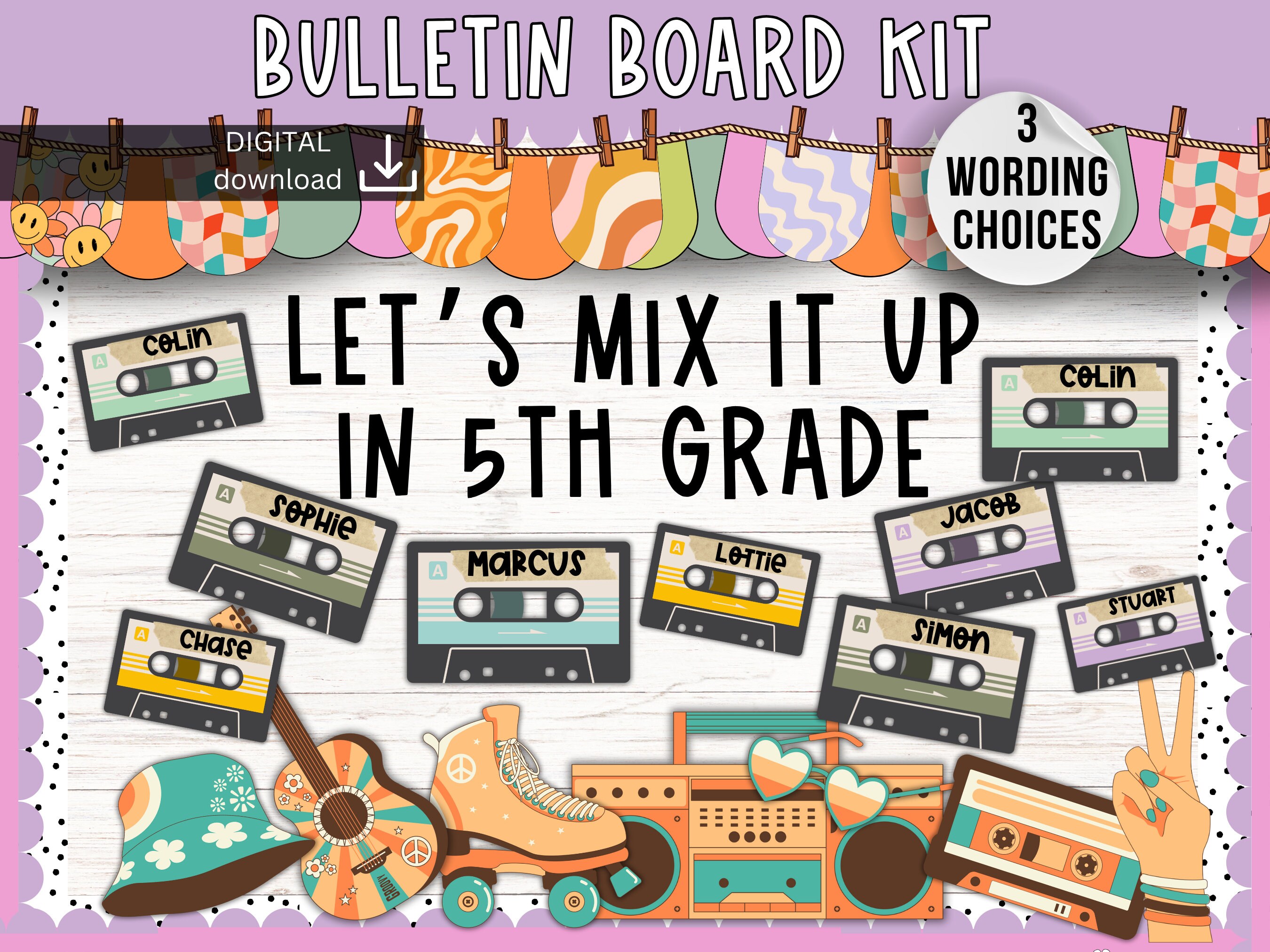 Welcome Back Bulletin Board | Music Retro Bulletin Board | New Year ...