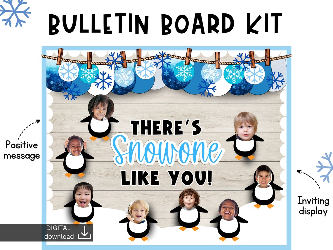 Penguin Bulletin Board | Christmas Bulletin Board | Childrens Faces ...