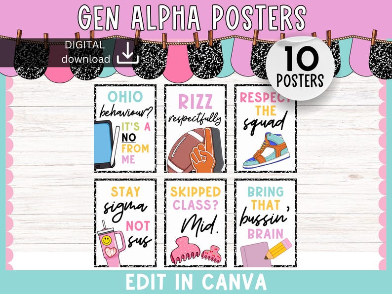 Gen Alpha Slang Posters for School | Middle School Behaviour Bulletin ...