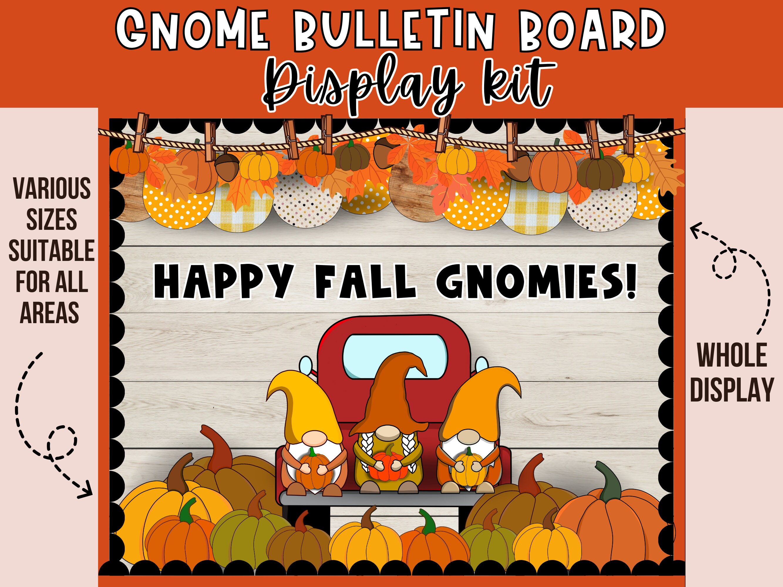 Thanksgiving Bulletin Board Kit | Gnome Decor for Thanksgiving ...