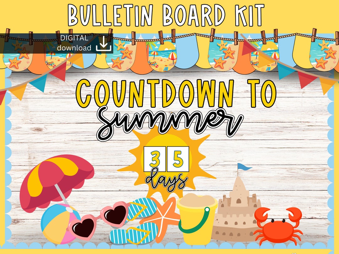Summer Countdown Bulletin Board | End of Year Bulletin Board | Seaside ...