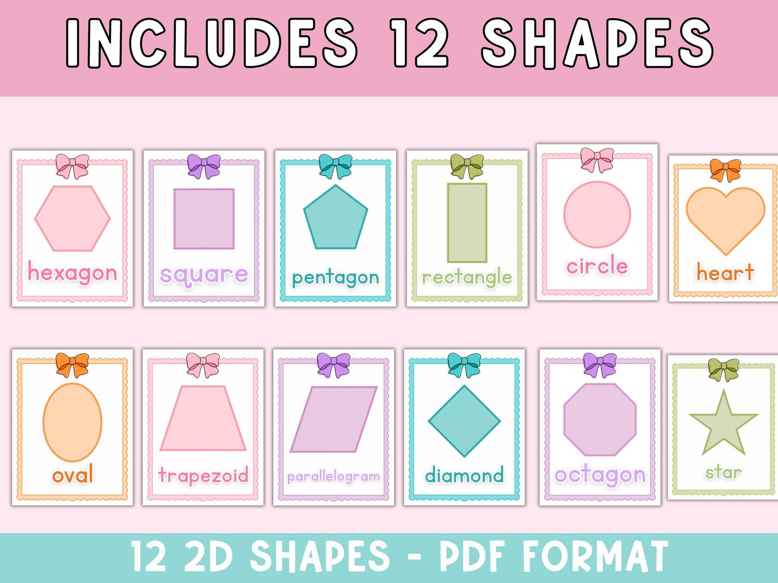 Coquette 2D Shapes Poster Set: Pastel Classroom Math Decor (PDF ...
