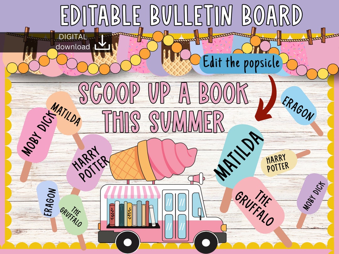 Library Bulletin Board | Summer Reading Bulletin Board | Ice Cream ...