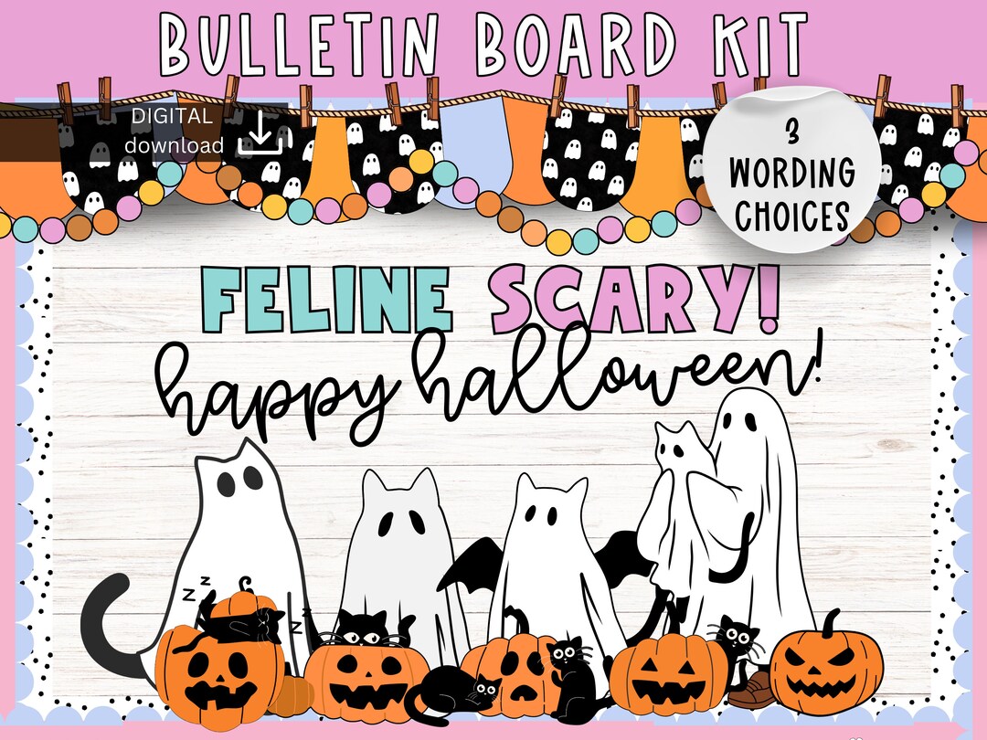Ghost Cats Bulletin Board Kit | Cute Halloween Bulletin Board | Animal ...