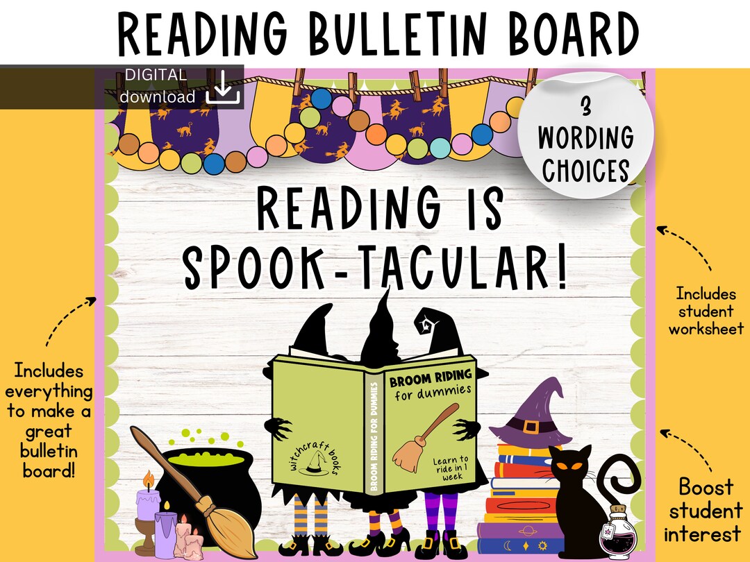 Halloween Reading Bulletin Board | Witch Reading Corner Decor | Spooky ...
