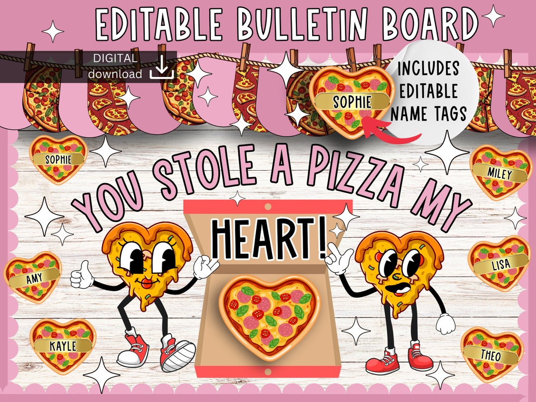 Valentine Bulletin Board | Pizza Bulletin Kit | February Display Board ...