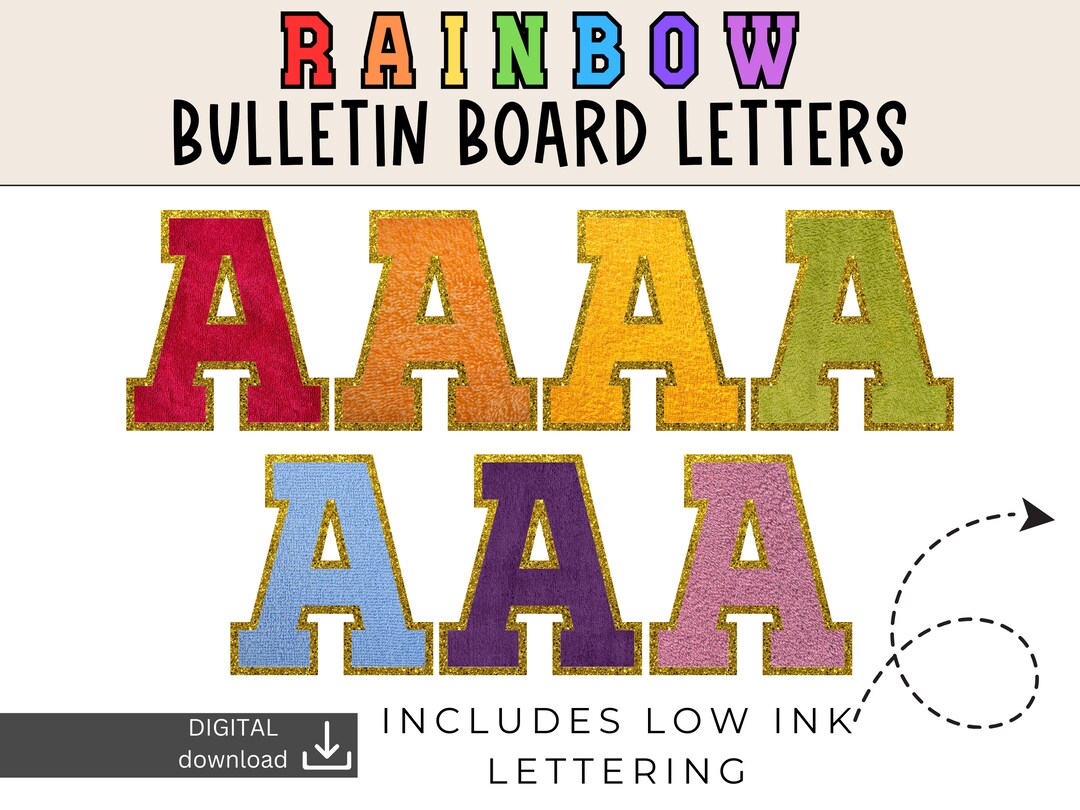 Alphabet Bulletin Board Kit | Printable Bulletin Lettering | Rainbow ...