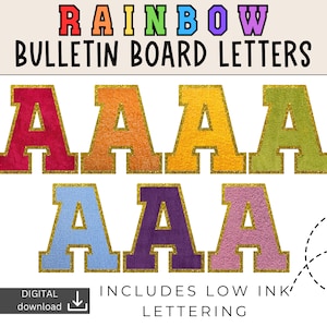 Alphabet Bulletin Board Kit | Printable Bulletin Lettering | Rainbow ...