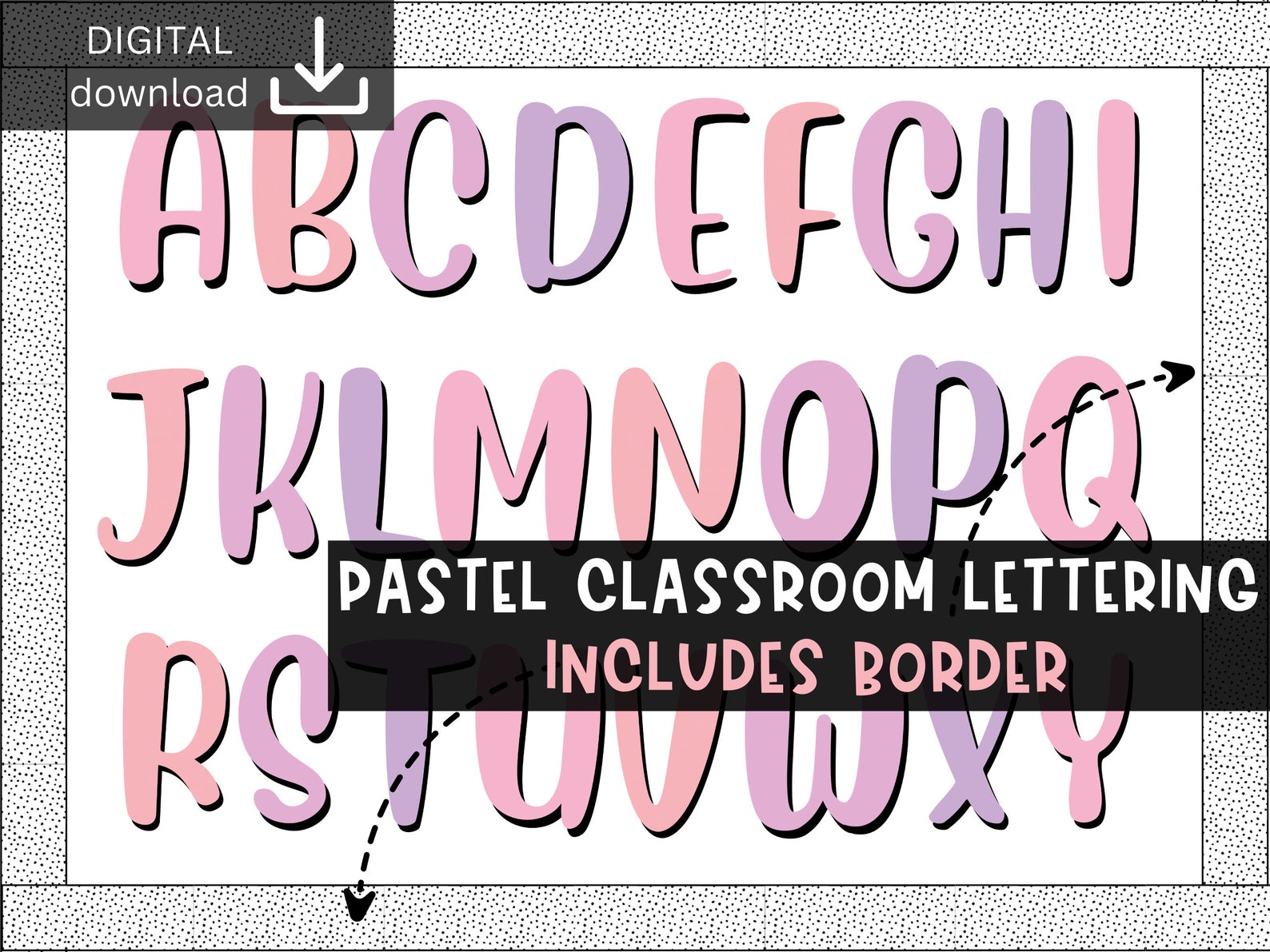 Alphabet Bulletin Board Kit Pastel Bulletin Lettering Decor - Etsy