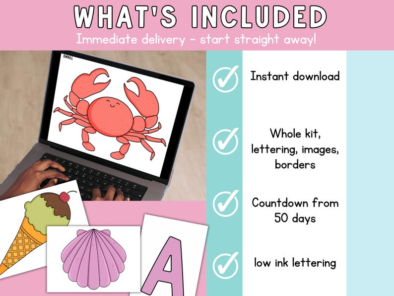 Summer Shells Bulletin Board Kit: Seaside Vacation Countdown (digital ...