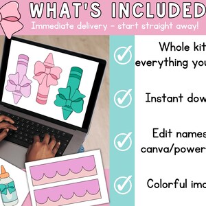 Back to School Bulletin Board Kit: Pastel Bow Classroom Decor (digital ...