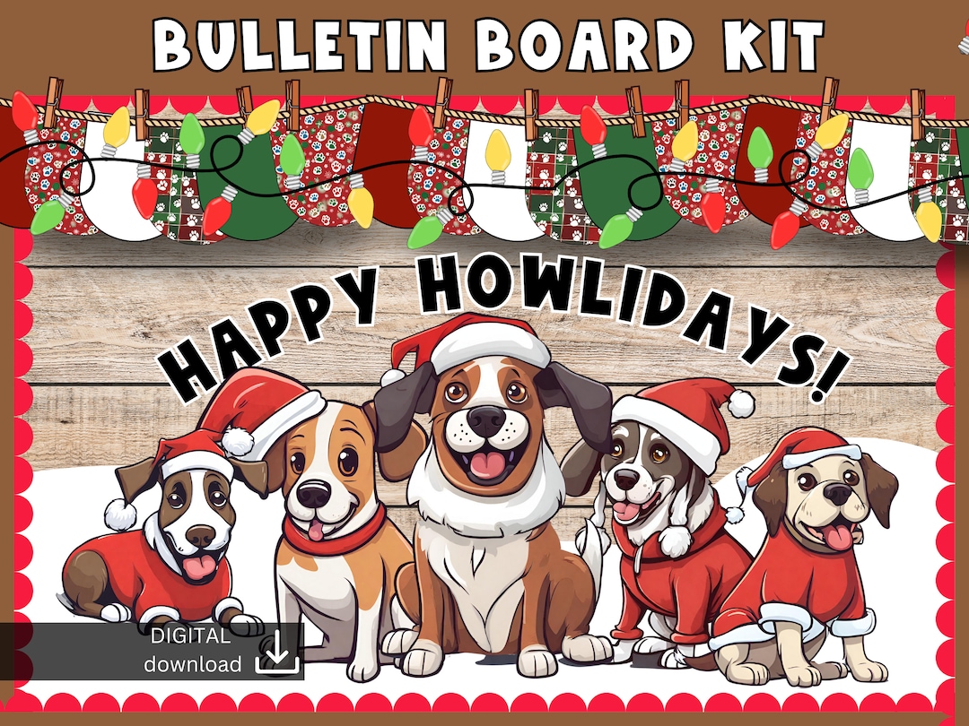Dogs Bulletin Board | Christmas Classroom Decor | Puppy Bulletin Board ...