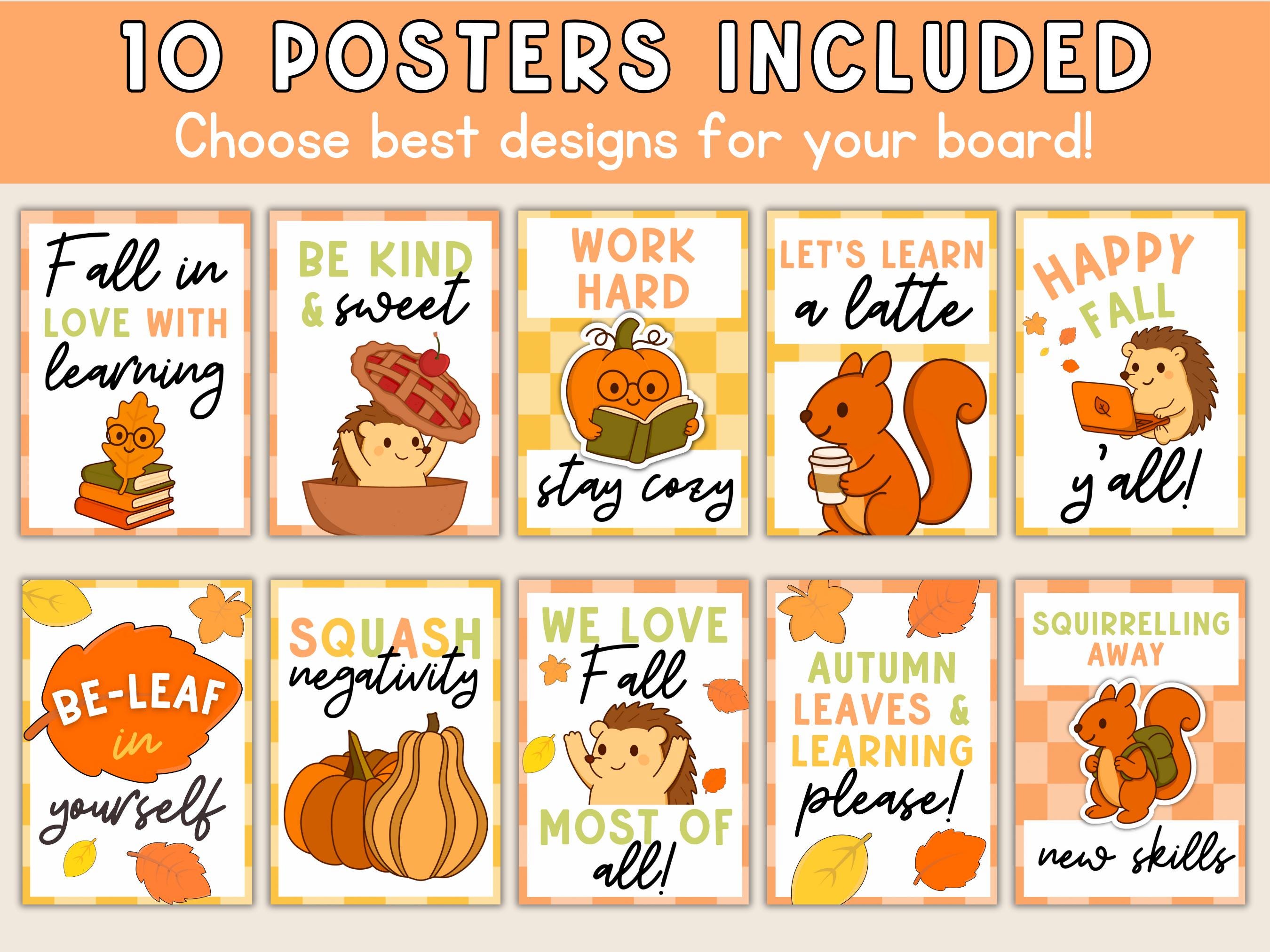 Fall Classroom Posters: Woodland Animals, Motivational Quotes (digital ...