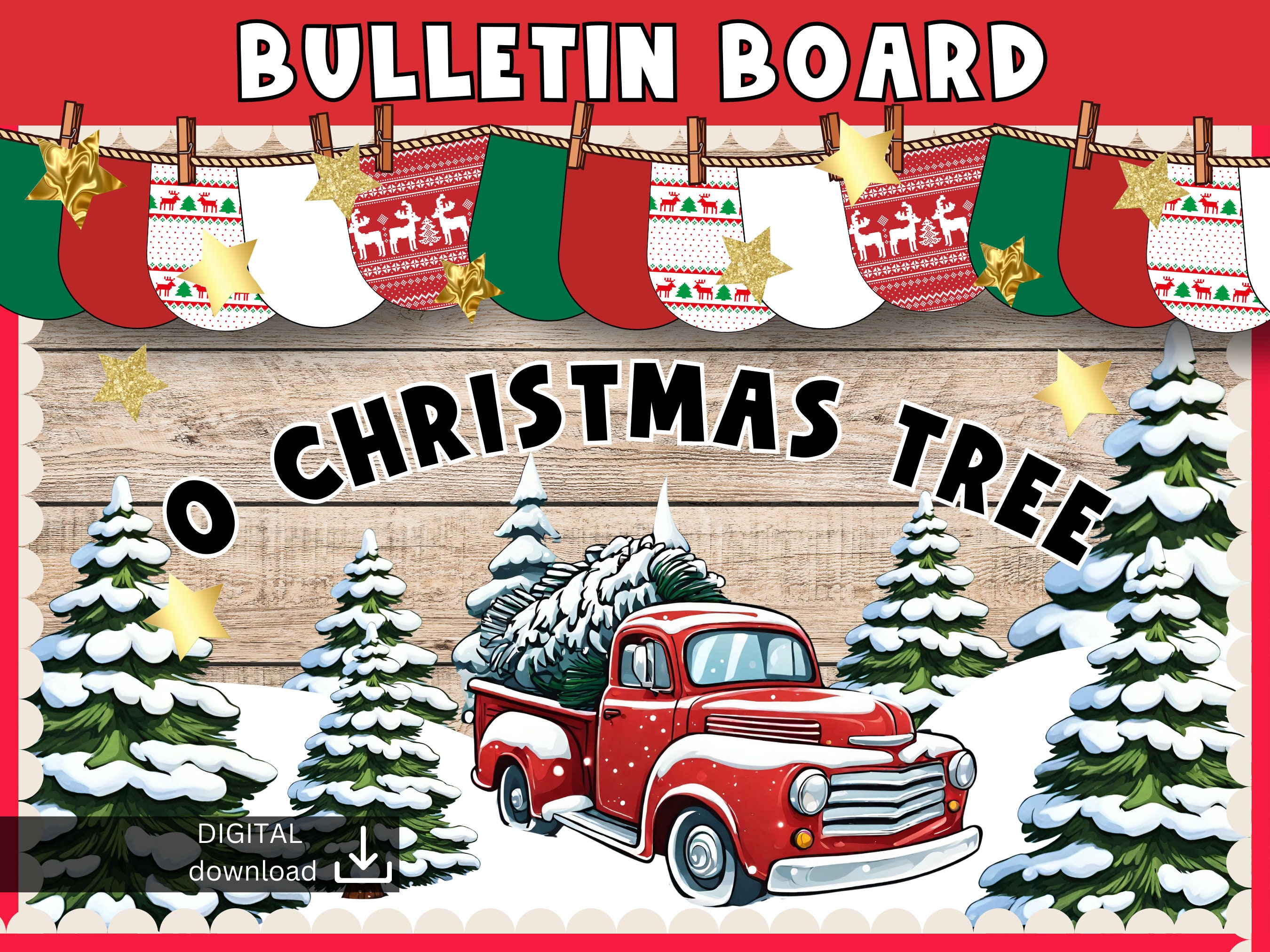 Christmas Tree Truck Bulletin Board Christmas Bulletin Board Decor ...