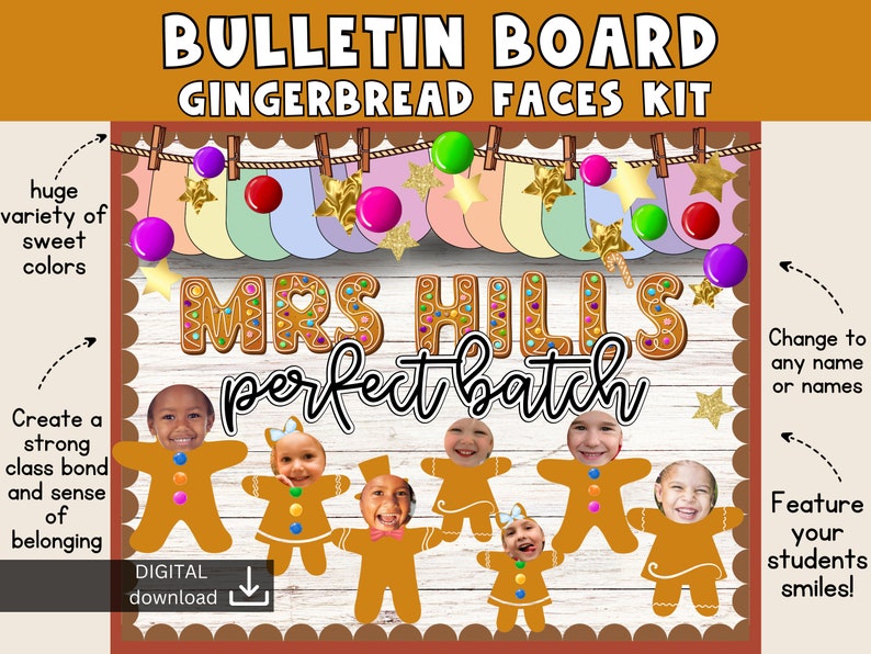 Gingerbread Bulletin Board | Christmas Classroom Decor | Festive ...