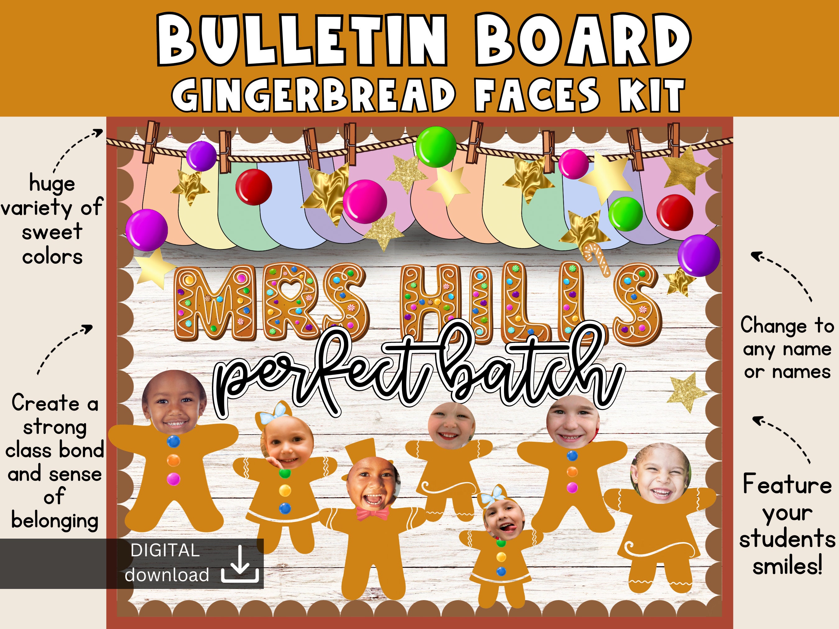 Gingerbread Bulletin Board | Christmas Classroom Decor | Festive ...