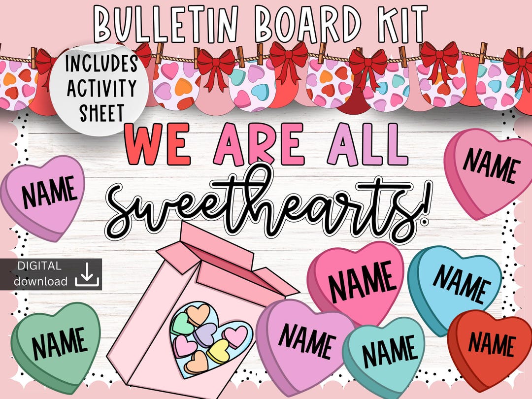 Valentine Bulletin Board | Love Hearts Bulletin Kit | Sweet Heart Decor ...