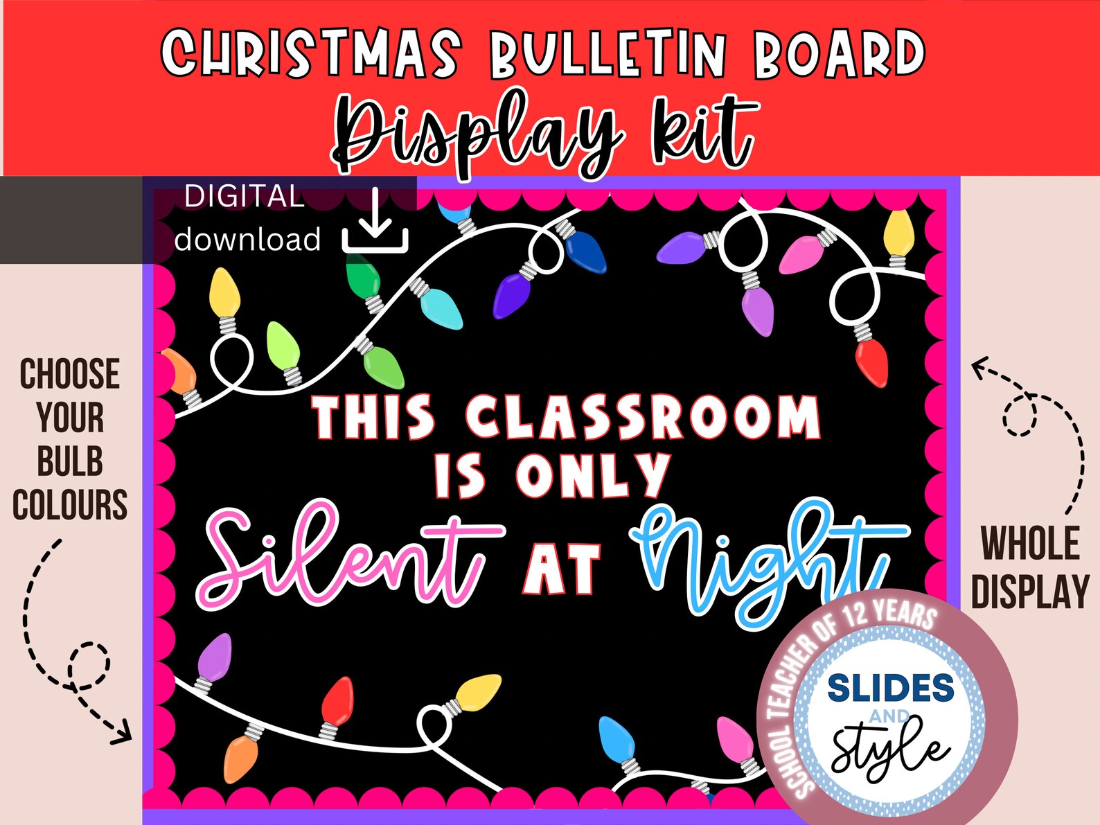 Christmas Classroom Decor Printable | Festive Bulletin Board Decor ...