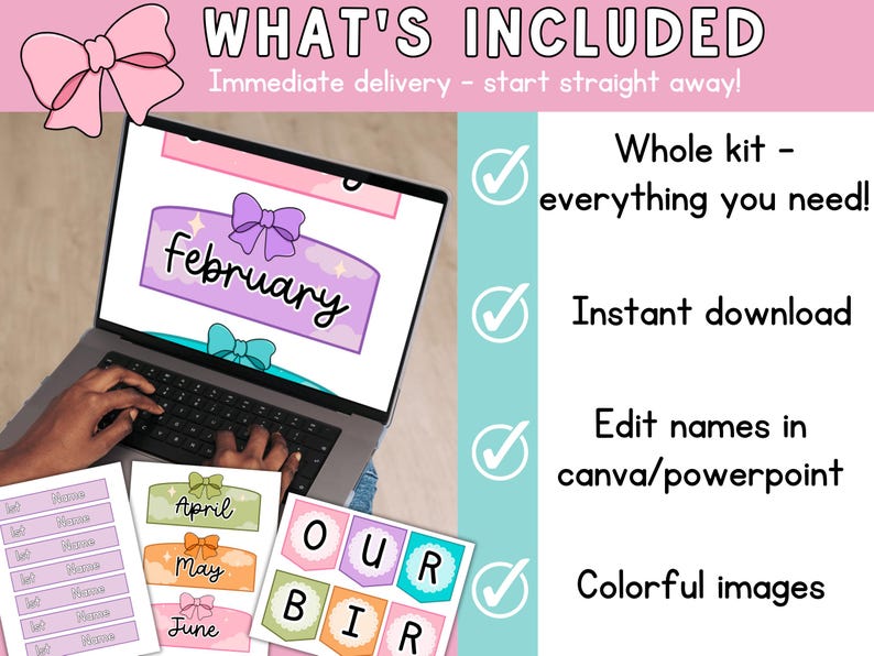 Coquette Birthday Bulletin Board: Pastel Classroom Decor (PDF Download ...