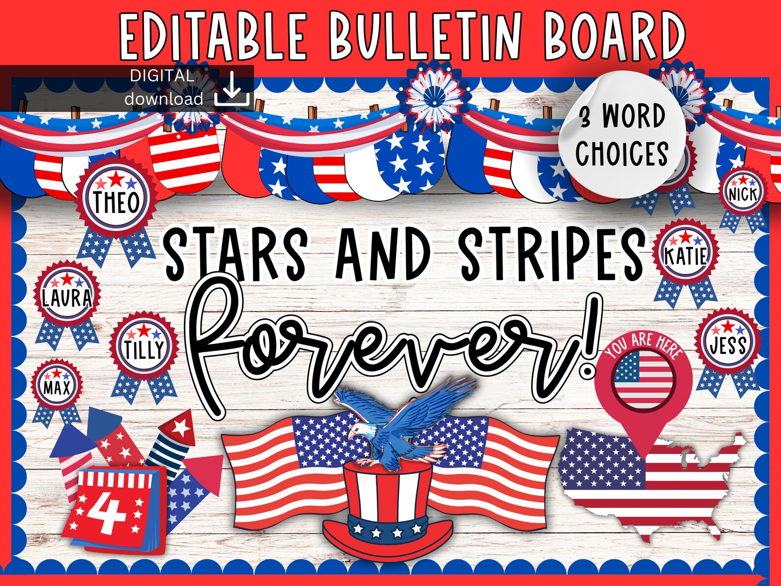 July 4th Bulletin Board | Independence Bulletin Board | God Bless ...