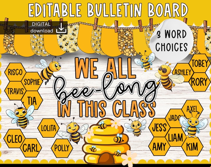 Welcome to Our Hive, Bumble Bee Themed, Pre-made Bulletin Board ...
