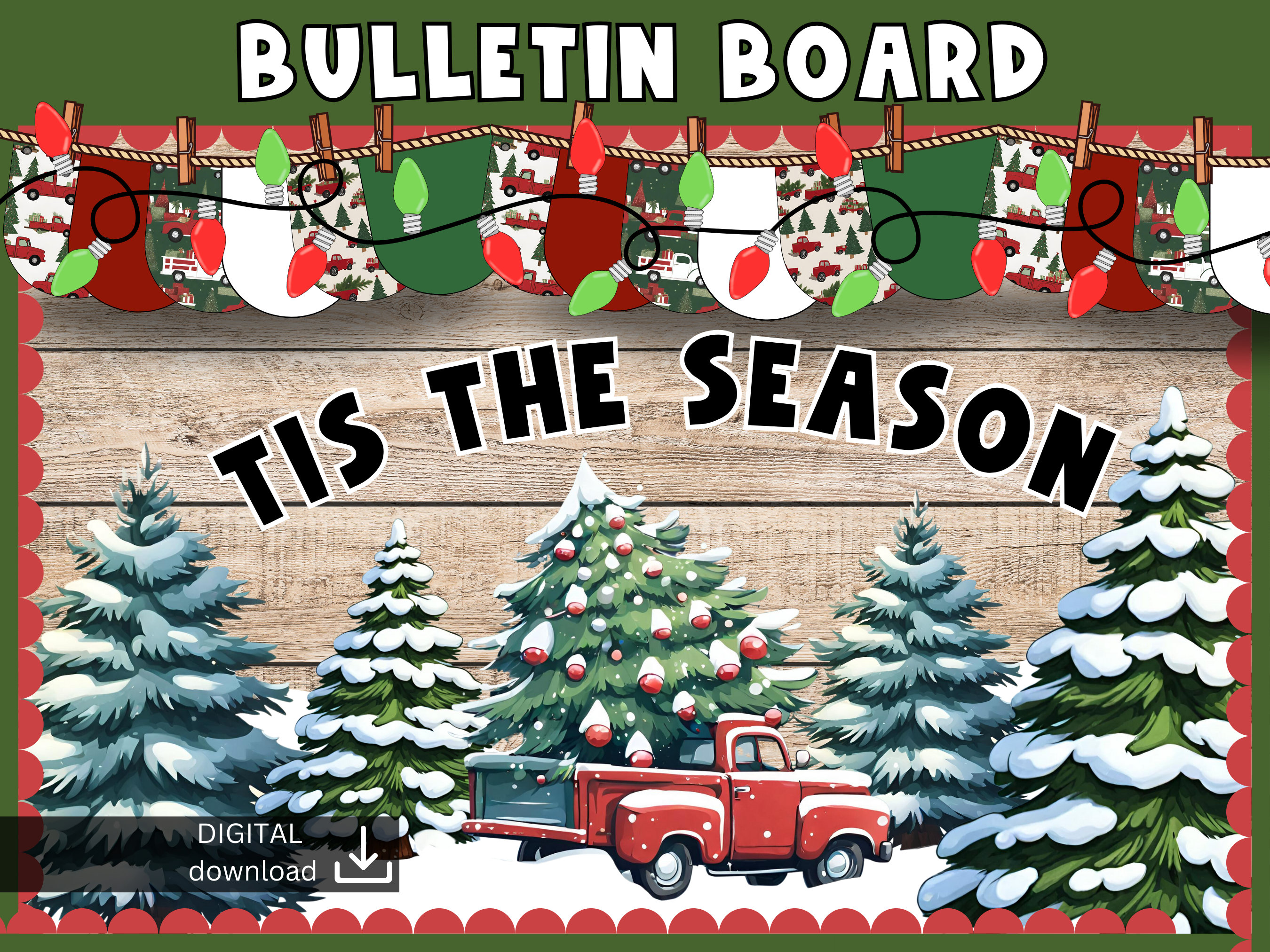 Christmas Tree Truck Bulletin Board Christmas Bulletin Board Decor ...