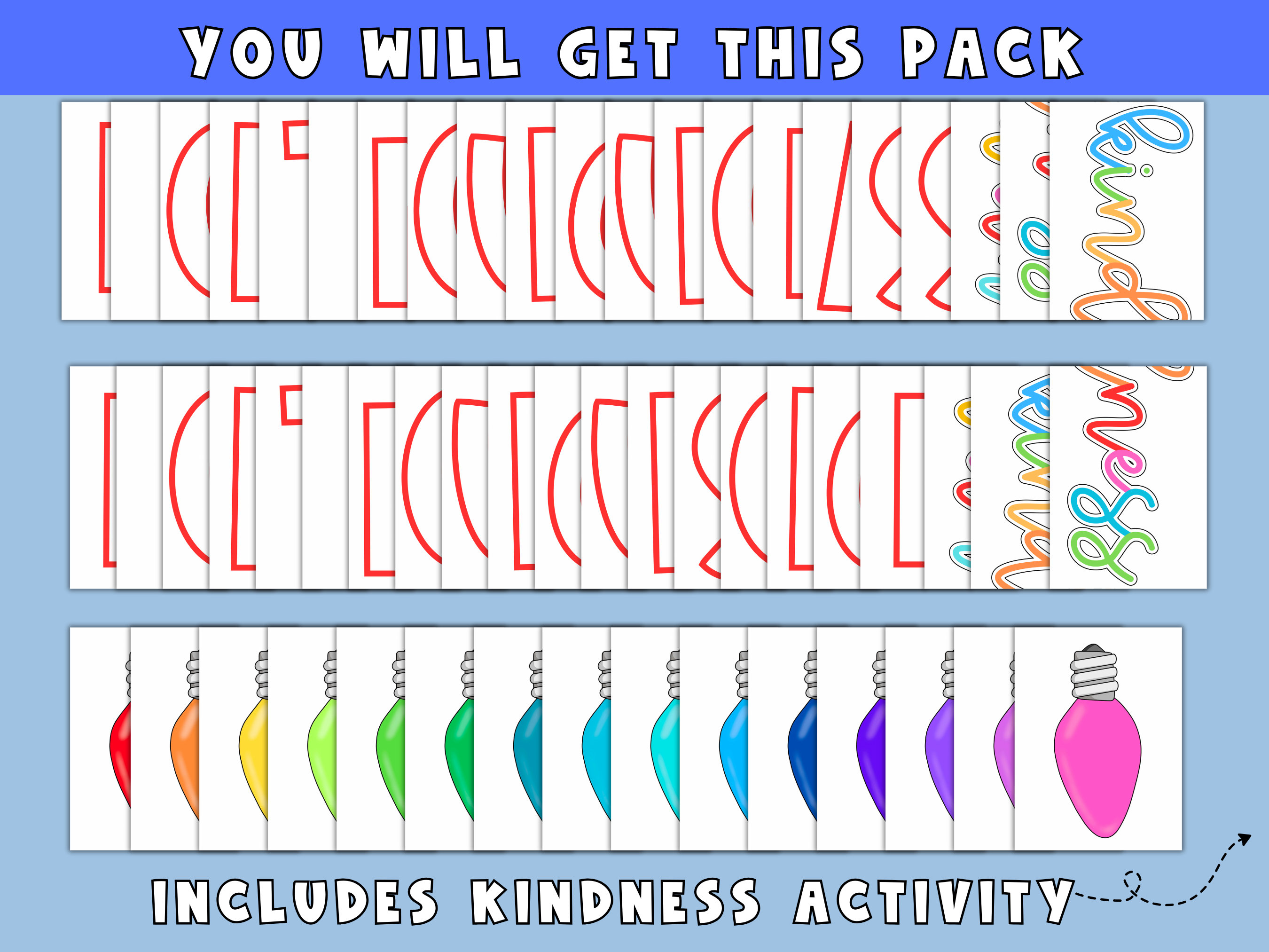 Christmas Classroom Decor Printable Kindness Bulletin Board Decor ...