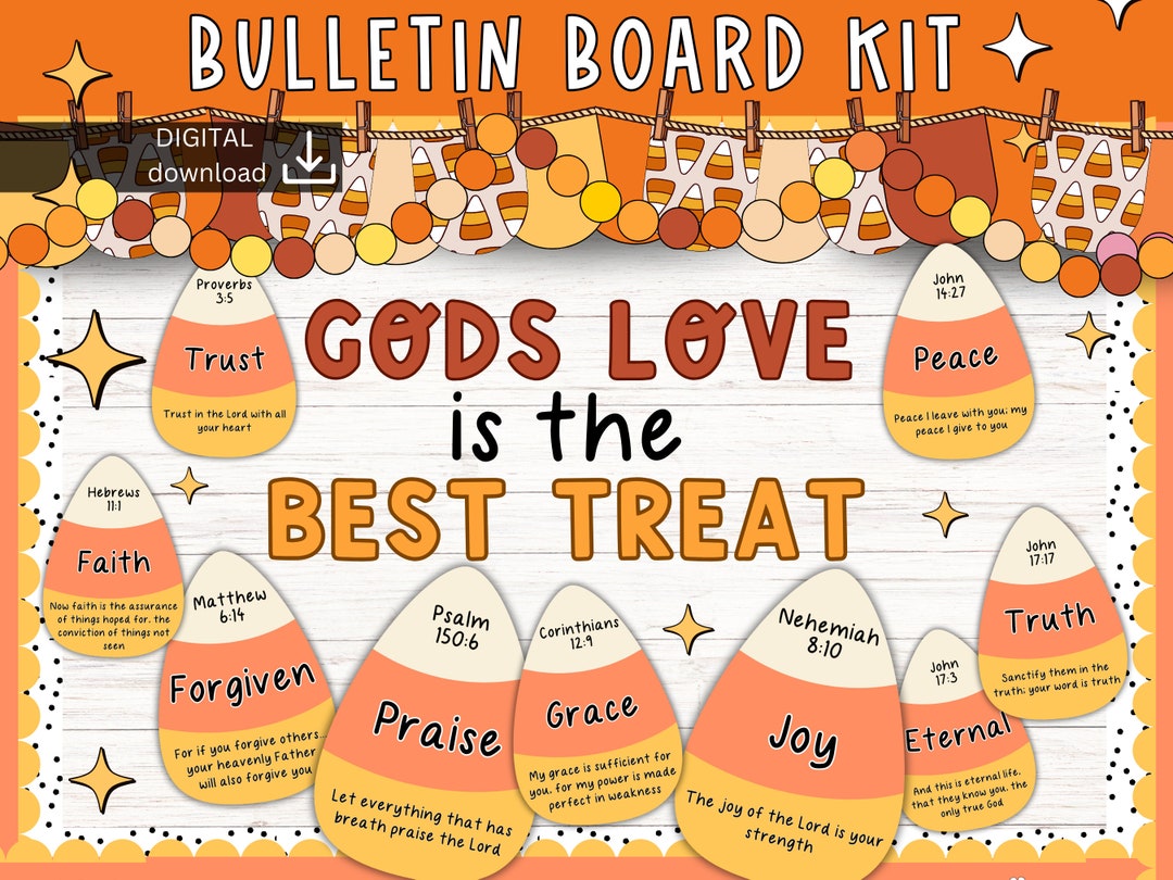 Candy Corn Bulletin Board | Trinity Tag Christian Halloween | Trunk or ...